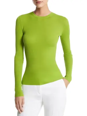 Michael Kors Michael Kors Collection Hutton Ribbed Cashmere Pullover Lime