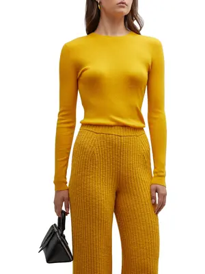 Michael Kors Michael Kors Collection Hutton Ribbed Cashmere Pullover Marigold