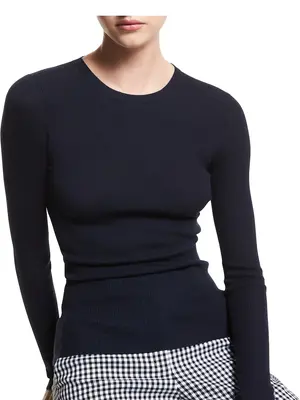Michael Kors Michael Kors Collection Hutton Ribbed Cashmere Pullover Midnight