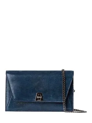 Akris Anouk Lizard Embossed Suede Crossbody Bag - 778 Admiral Blue