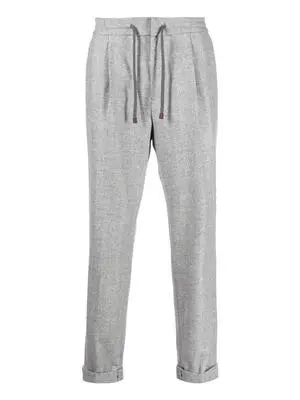 Brunello Cucinelli Chevron Drawstring-waist Trousers - Grey