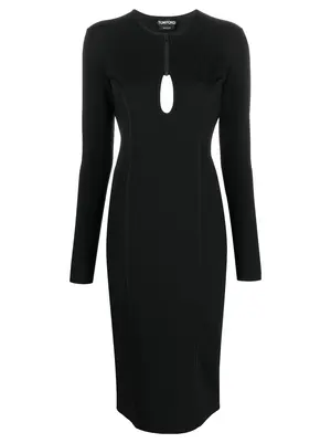 TOM FORD Keyhole Detail Midi Dress - Black