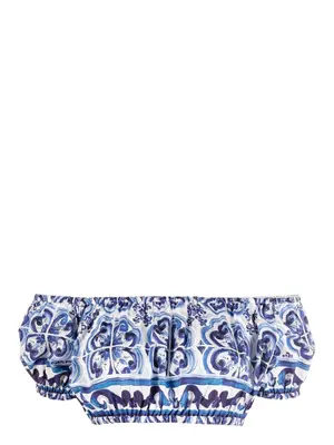 Dolce & Gabbana Majolica-print Crop Top - Blue
