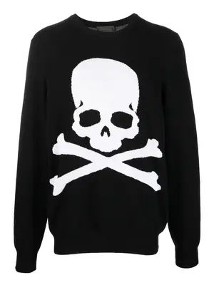 Philipp Plein Intarsia Skull-knit Jumper - Black
