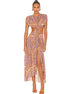 L'academie Racquel Midi Dress - Aria Multi Paisley