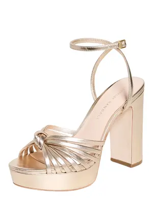 LOEFFLER RANDALL Rivka Leather Knot Platform Sandals - Champagne