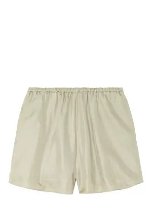 TOTEME TOTEME Embroidered Silk-twill Shorts Gray