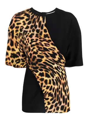 Stella McCartney Cheetah Print Panel T-shirt - Black