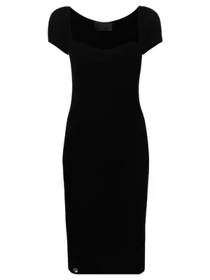 Philipp Plein Rib-knit Midi Dress - Black