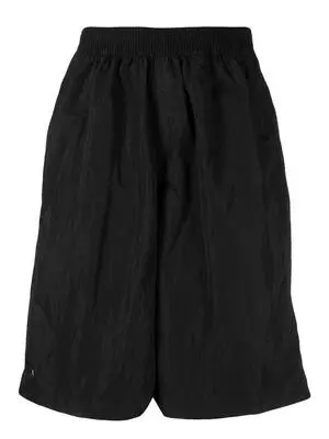 TRIBE AND TRUE Crinkle-effect Knee-length Shorts - Black