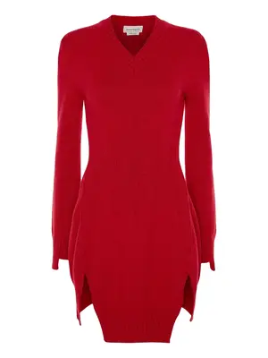 Alexander McQueen Knitted Tunic Jumper - Red