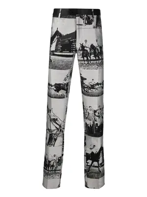 BILLIONAIRE Horse-print Slim Trousers - Grey