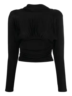 Saint Laurent Cropped Cowl-back Top - Black