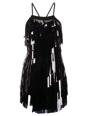Attico Sequin-embellished Fitted Dress - Black