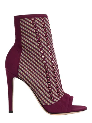 GIANVITO ROSSI Rio Perforated Ankle Boots - Plum