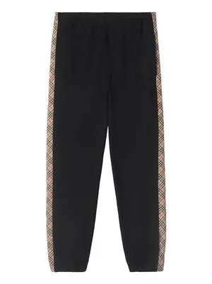 Burberry Check Trim Cotton Jogging Pants - Black