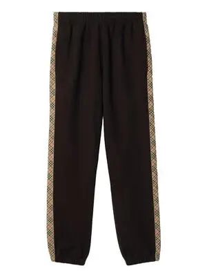 Burberry Check Panel Cotton Jogging Pants Clove Brown