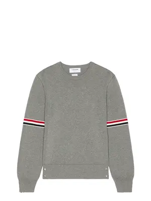 Thom Browne Thom Browne Milano Stitch Armband Cotton Sweater Lt Grey