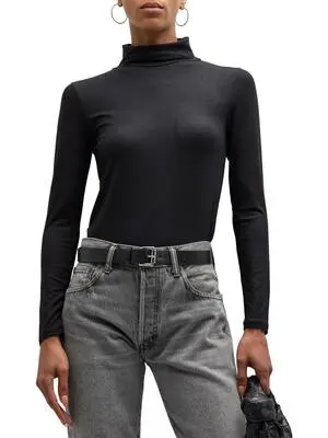 Majestic Filatures Majestic Filatures Metallic Turtleneck Top Anthracite