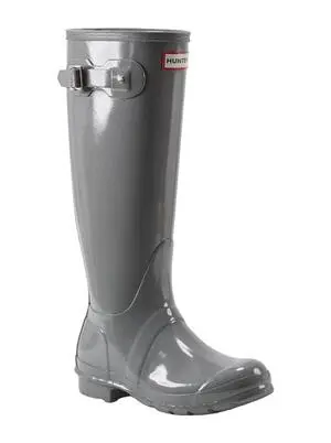 Hunter Refined Tall Gloss Rain Boots - Tundra Grey