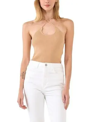 GREY LAB Grey Lab Crossover Rib Halter Tank Nude
