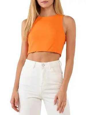 GREY LAB Open Back Knit Crop Top - Orange