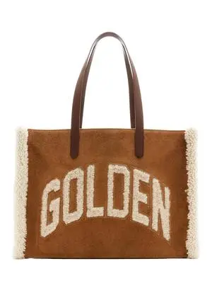 GOLDEN GOOSE California Shearling-Trimmed Suede Tote