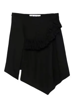 Off-White Asymmetric Short Skirt With Gathered Detail - Black