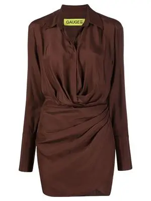 Gauge81 Naha Silk Short Dress - Brown