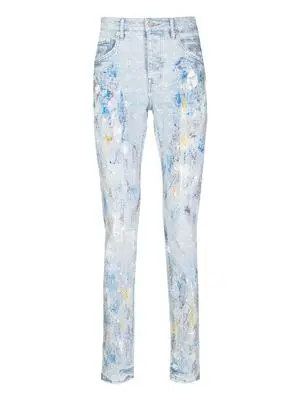 PURPLE BRAND Paint-splatter Slim Jeans - Blue