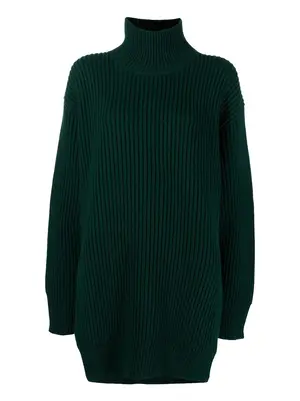 JIL SANDER Roll-neck Ribbed-knit Jumper - Green