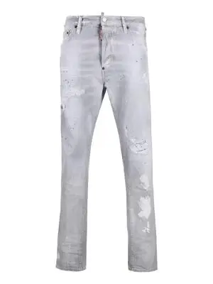 Dsquared2 Cotton Distressed Paint Splatter Jeans - Grey