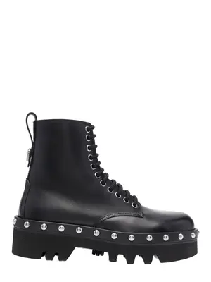 Furla Studded Lace-up Boots - Black