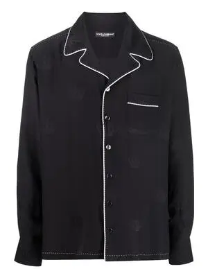 Dolce & Gabbana Contrast-stitch Silk Shirt - Black