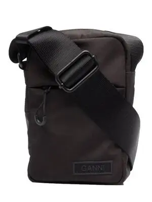 GANNI Logo-patch Crossbody Bag - Black