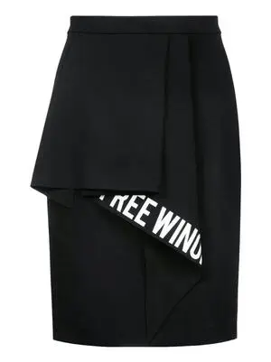 Off-White Slogan-print Mini Skirt With Ruffled Detailing - Black