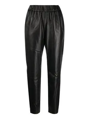 Red Valentino Cropped Leather Trousers - Black