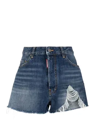 Dsquared2 Distressed Denim Shorts - Blue