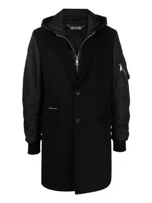 Philipp Plein Zip-up Hooded Coat - Black