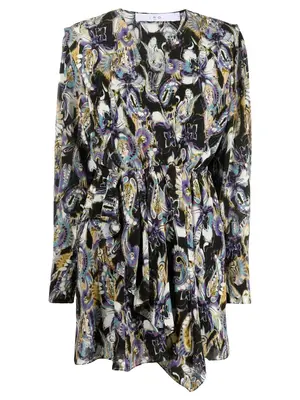 IRO PARIS Graphic-print Long-sleeve Dress - Black