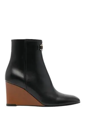 FERRAGAMO 70mm Wedge Ankle Boots - Black