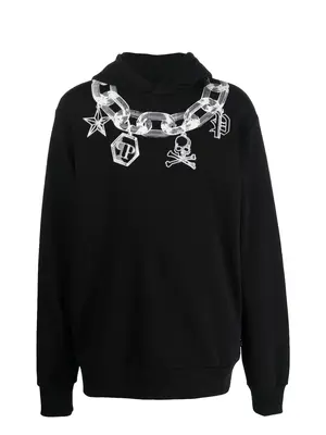 Philipp Plein Chain Print Hoodie - Black