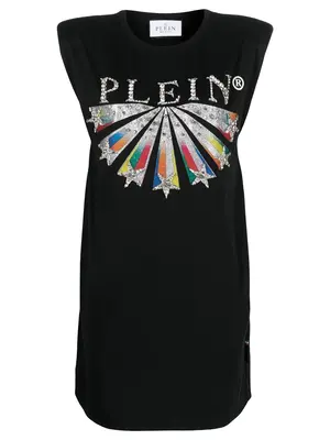 Philipp Plein Embellished T-shirt Dress - Black