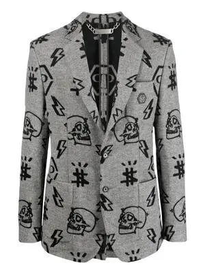 Philipp Plein Graphic-print Blazer - Grey
