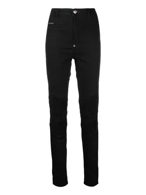Philipp Plein High-waisted Biker Jeans - Black
