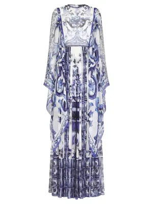 Dolce & Gabbana Dolce & Gabbana Majolica-Print Floor Length Gown Blue