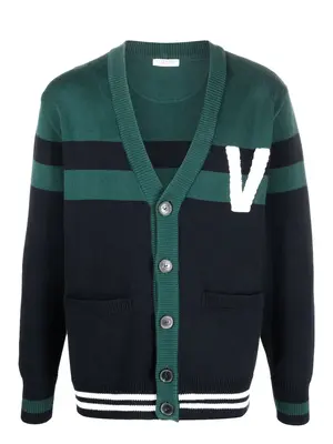 Valentino Garavani V-logo Knitted Cardigan - Green
