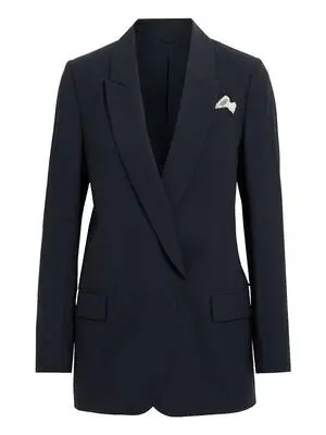 Brunello Cucinelli Double-breasted Wool-blend Blazer - Midnight Blue