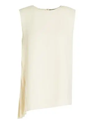 Theory Pleated Satin-crepe Top - Cream