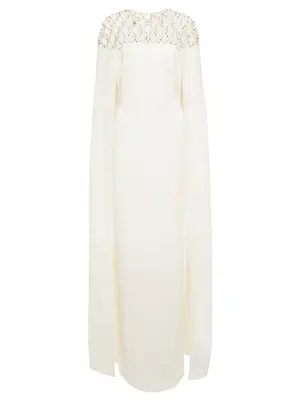 Safiyaa Bridal Embellished Cape Gown - White